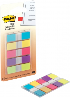 Index autoadeziv mini Post-It® 5 culori asortate, 20 buc/culoare, 100 ...