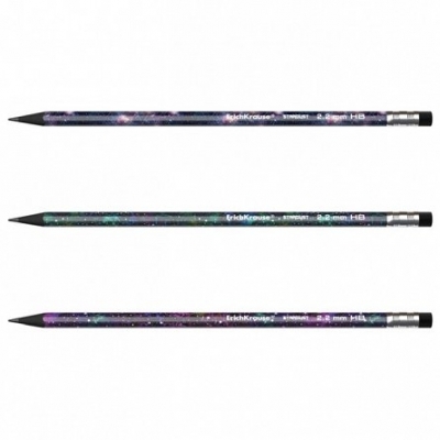 Creion HB triunghiular, cu radiera, diferite modele, 2.2mm, lemn negru ...