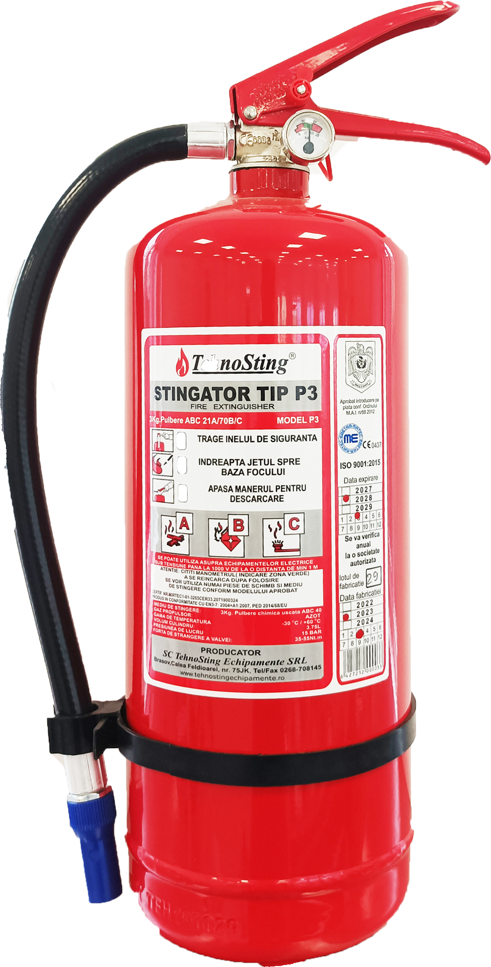 Stingator cu pulbere presurizat permanent tip P3 - BNB