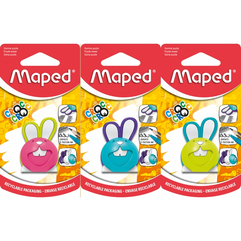 Radiera Croc Croc Puzzle, diverse culori, in blister Maped - BNB