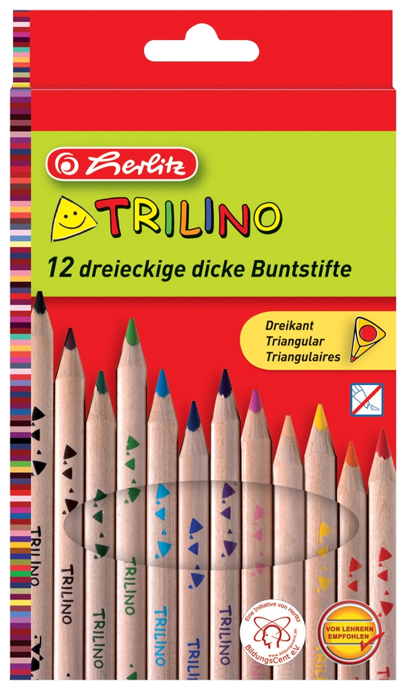 Creioane colorate triunghiulare 1/1 Trilino 12 buc/set Herlitz - BNB
