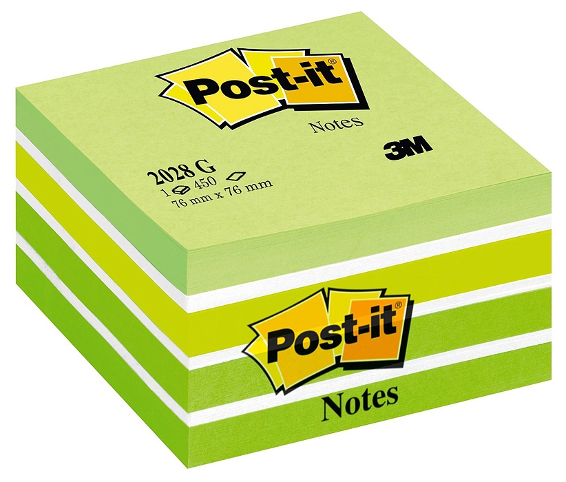 Notite adezive verde pastel cub Post-It 76 mm x 76 mm 450 file/bloc 3M ...