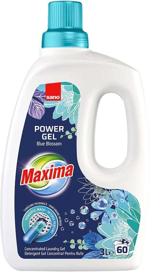 Detergent rufe power gel Sano Maxima, Blue Blossom, 60 spalari, 3L - BNB
