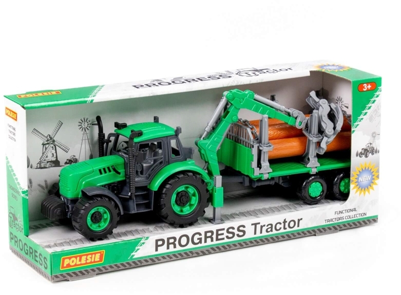 Tractor cu remorca lemne Progresso, 40x11.5x17 cm, Polesie - BNB