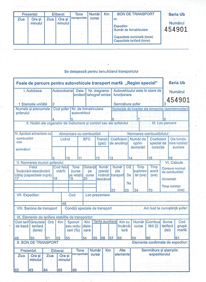 Foaie parcurs marfa A4 numerotata 100 file - BNB