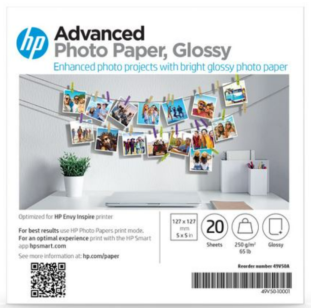 Hartie foto lucioasa, HP Advanced Photo Paper, 127 x 127 mm, 250 g/m2 ...
