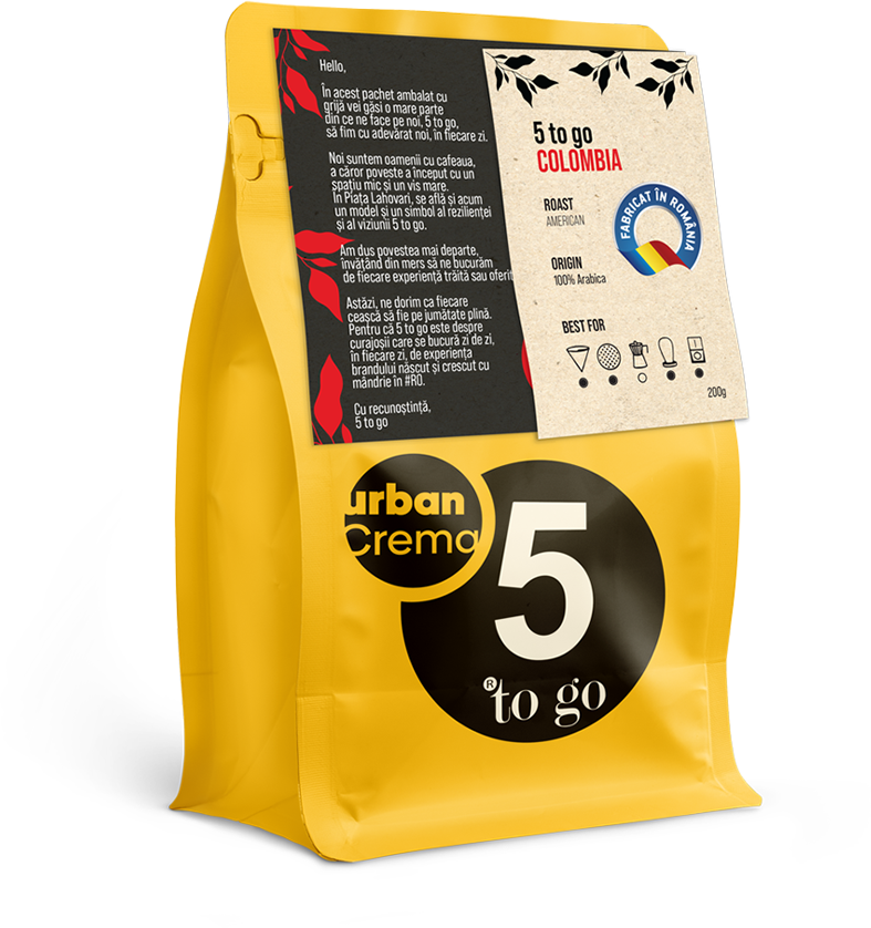 Cafea boabe Columbia Urban Crema, 200g, 5 to go - BNB