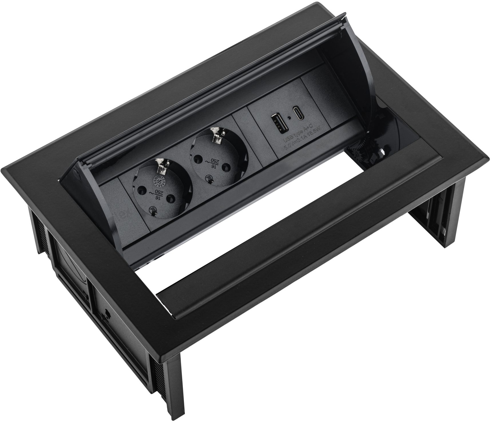 Priza modulara eGST, Filex Power Desk In, 2x 230V, USB A+C, negru ...