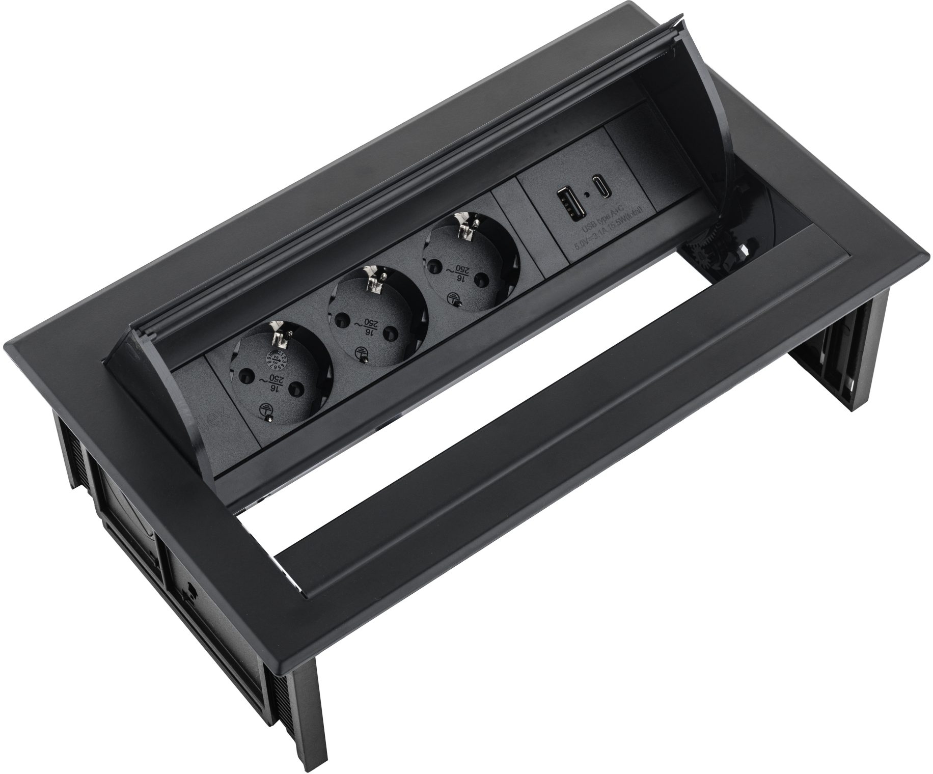 Priza modulara eGST, Filex Power Desk In, 3x 230V, USB A+C, negru ...