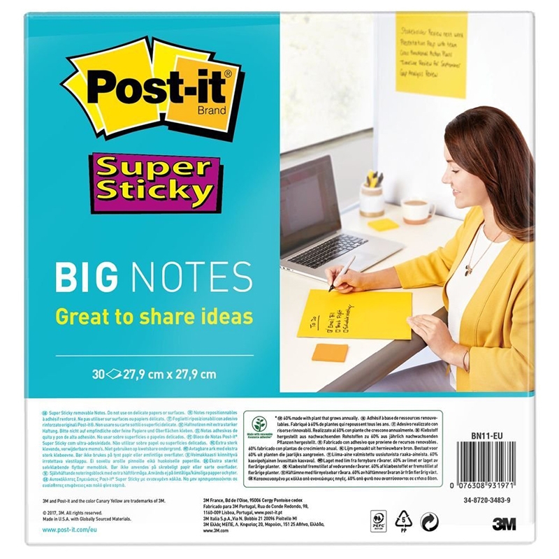 Notite adezive Post-it ® Super Sticky™ BIG notes - BNB