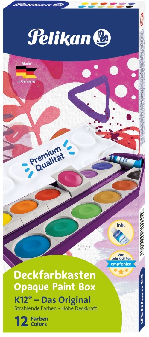 Acuarele K12, detasabile, 12 culori+alb de zinc, culoare mov, Pelikan - BNB