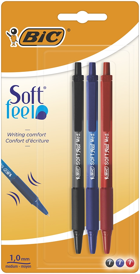 Pix Soft Feel, 1.0 mm, retractabil, diverse culori, blister 3 buc/set ...