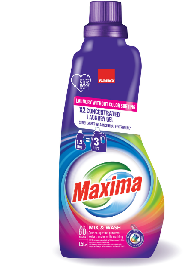 Detergent gel Sano Maxima mix & wash, concentrat pentru rufe, 60 ...
