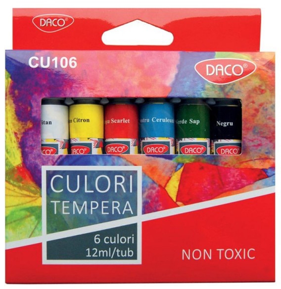 Tempera 6 culori/set, 12 ml, Daco - BNB
