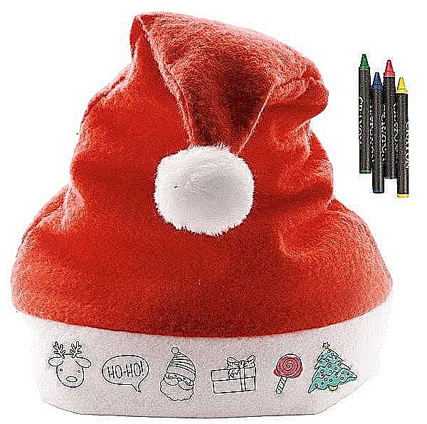 Caciula Mos Craciun de colorat cu 4 creioane cerate - BNB