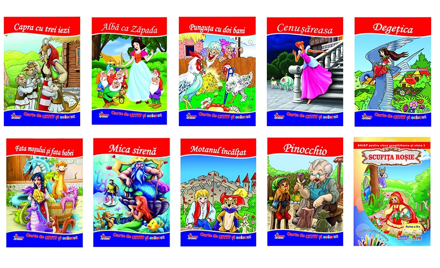 Carti in format A4, de citit si colorat, povesti - set 10 povesti - BNB