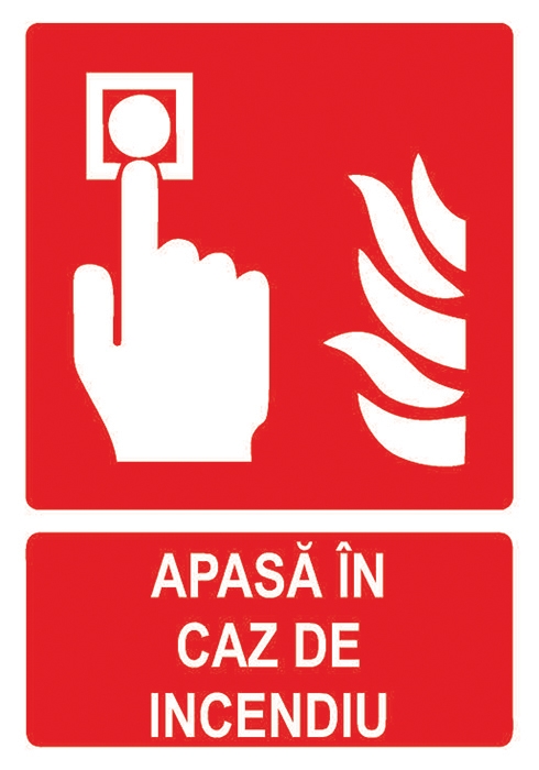 Sticker laminat Apasa in caz de incendiu - BNB