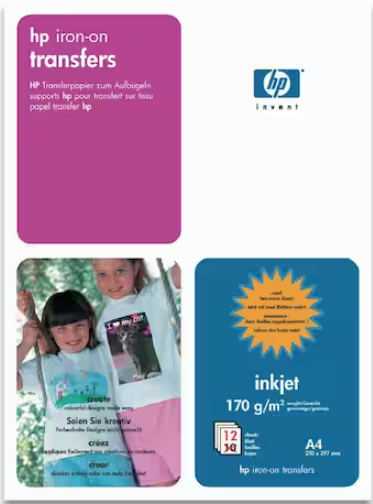 Hartie foto, HP Iron-On Transfers, 210 x 297 mm, A4, 170 g/m2, 12 coli/top - BNB