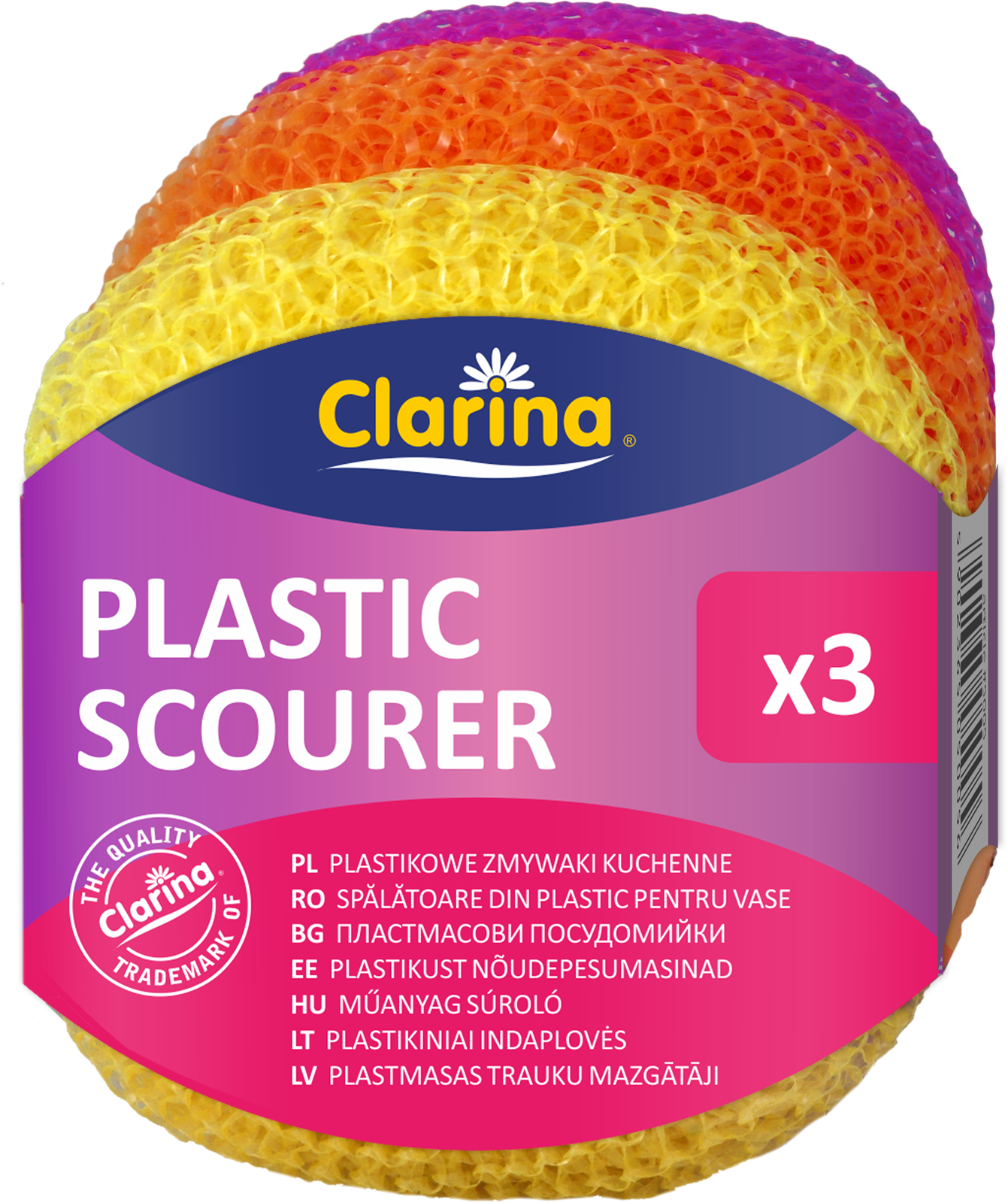 Spalator din plastic pentru vase Clarina, 3 buc/set, colorate - BNB