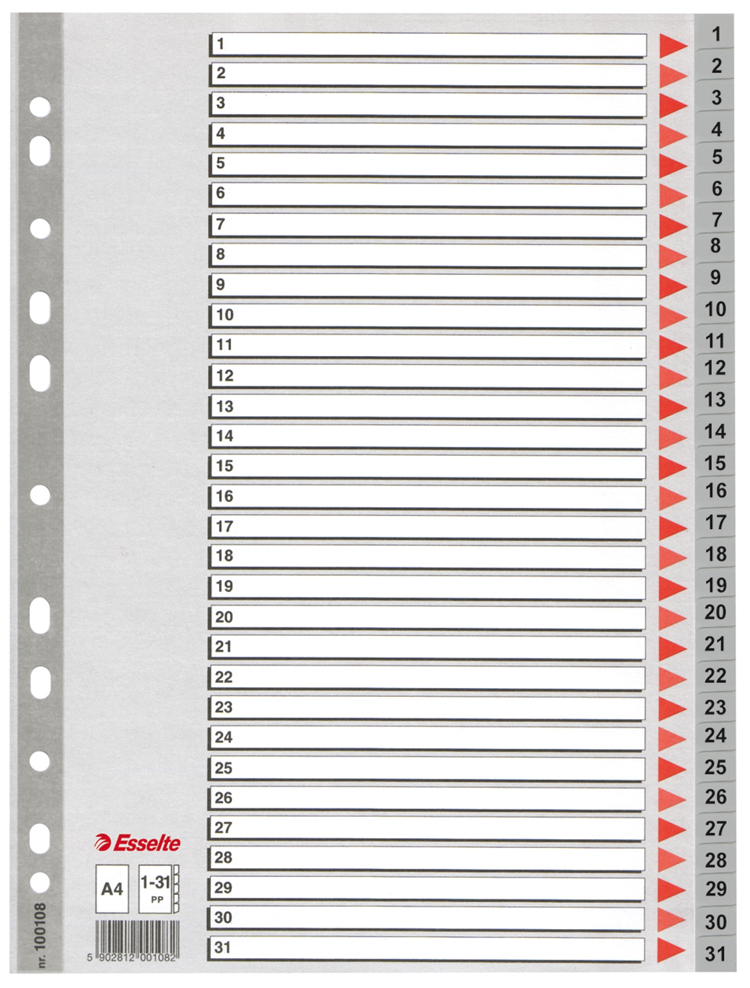 Index din plastic, A4, index 1-31, Esselte - BNB
