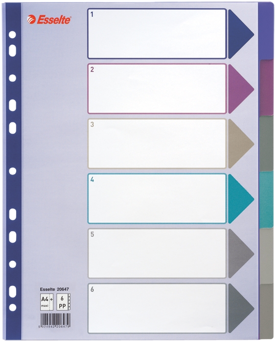 Separatoare din plastic A4 Maxi translucid 1-6 Esselte - BNB