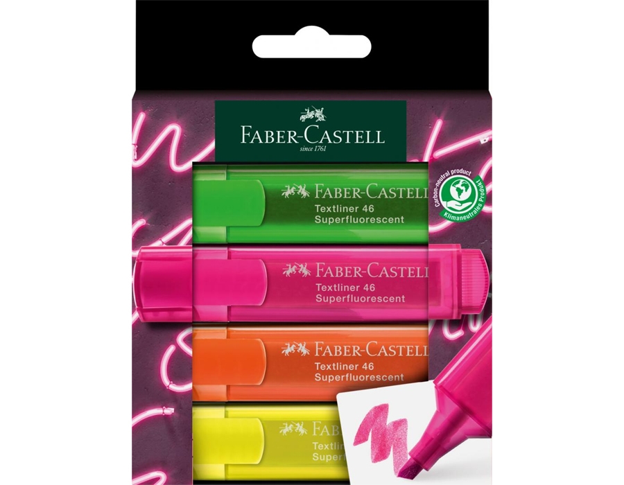 Textmarker Superfluorescent Gen Z, set 4, cutie carton, Faber-Castell - BNB