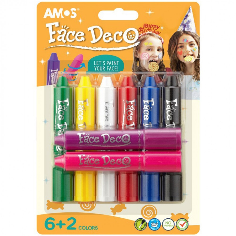 Set Face Deco 8 culori/set pentru desen pe piele Amos - BNB