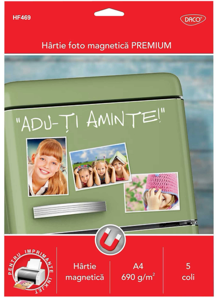 Hartie foto A4 magnetica, lucioasa, 210 x 297 mm, 690 g/m2, 5 coli/top ...