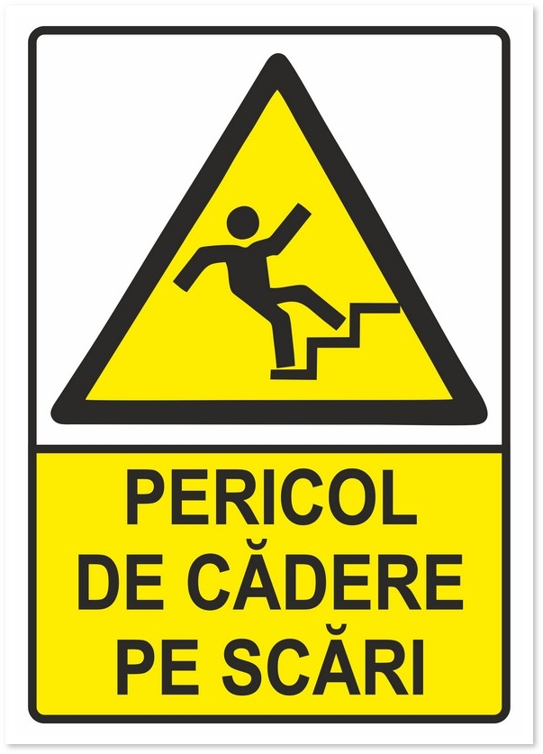 Indicator Pericol de cadere pe scari, 148x210mm - BNB