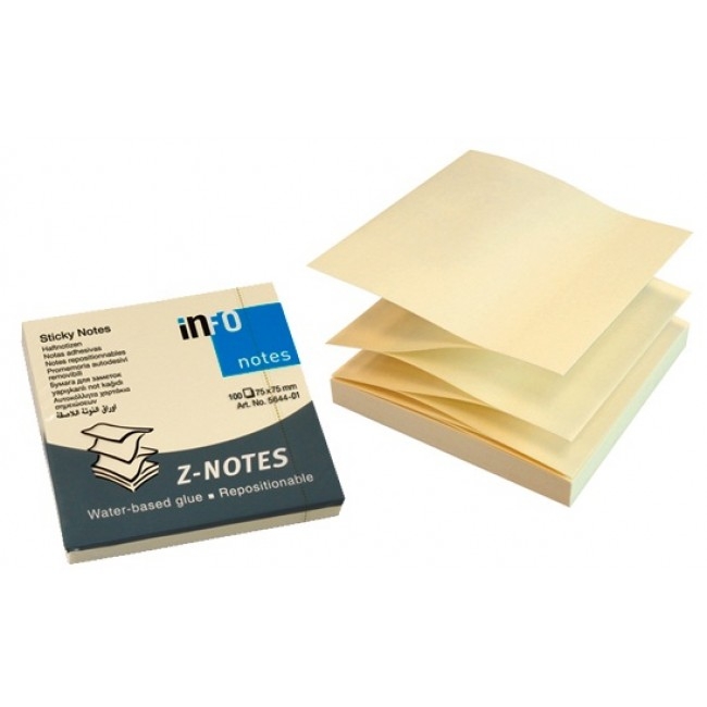 Notite adezive Z-notes galben pastel 75 mm x 75mm 100 file/set Info ...