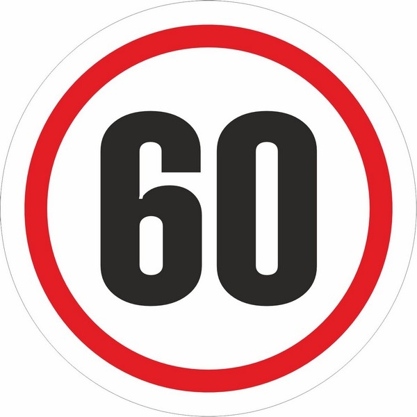 Indicator Semnalizare Limitare viteza 60, autocolant diametru 120mm - BNB