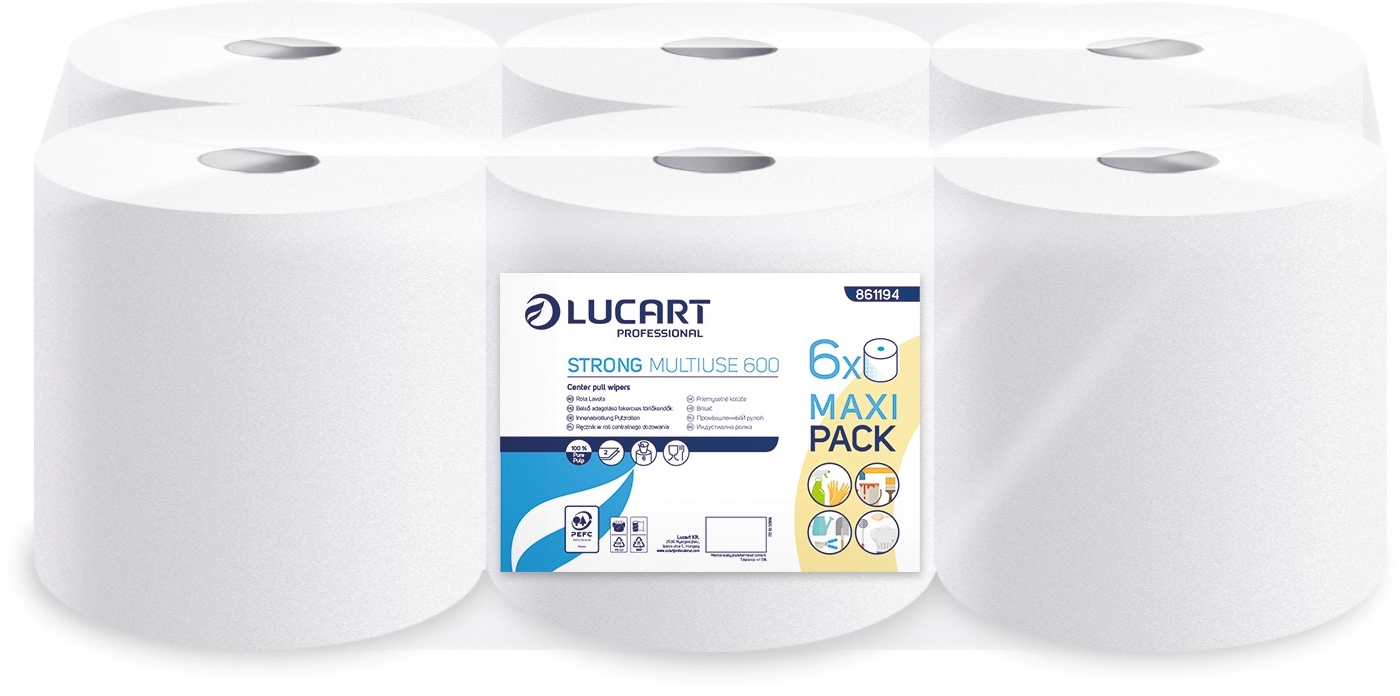 Prosop hartie cu derulare centrala Multiuse 600, 6 buc/bax Lucart - BNB