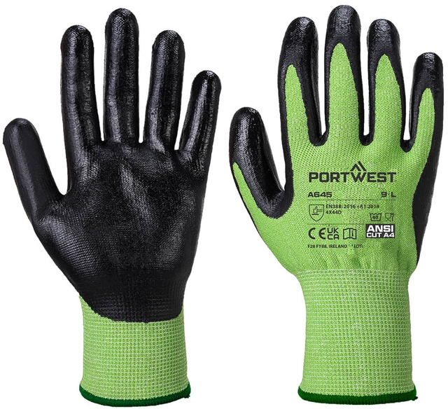 Manusi Green Cut-Nitrile Foam, Verde/Negru, Portwest - BNB