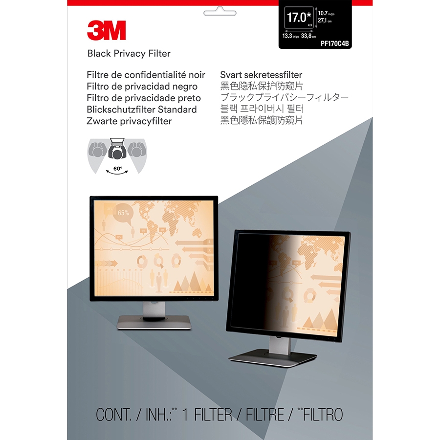 Filtru de confidentialitate negru pentru monitor standard de 17 inch 3M ...