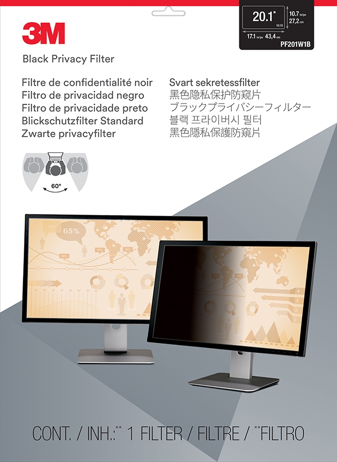 Filtru de confidentialitate negru pentru monitor de 20.1 inch (16:10 ...