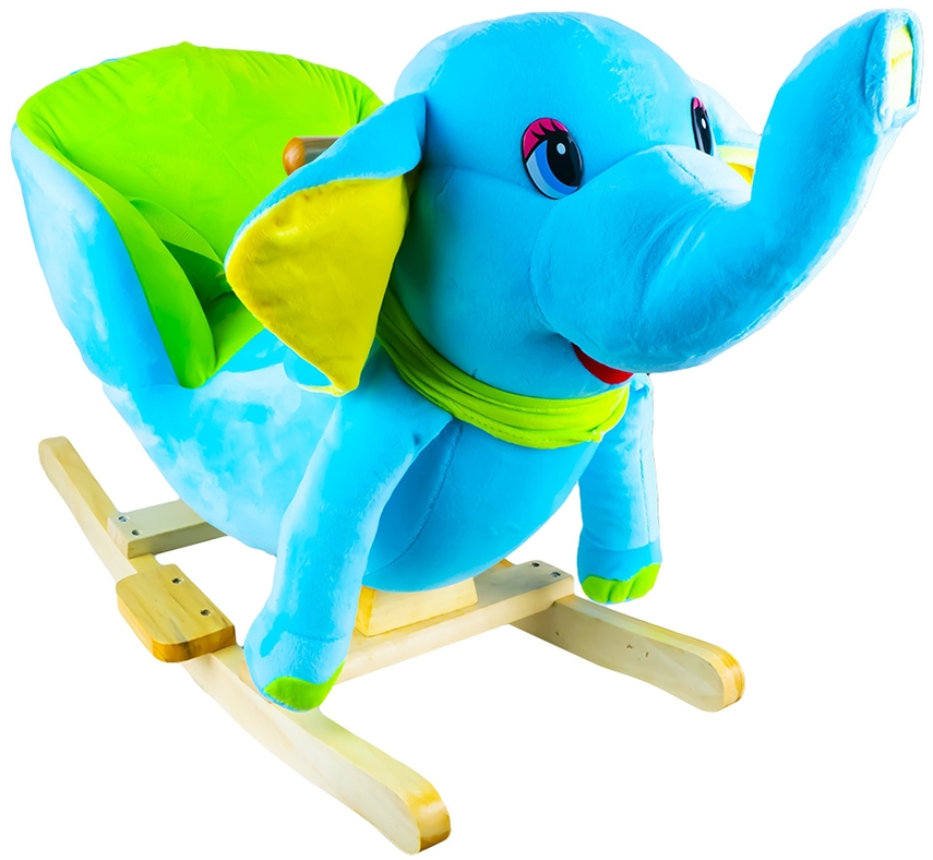 Elefant balansoar pentru bebelusi, lemn si plus, albastru, 60 x 34 x 45 ...