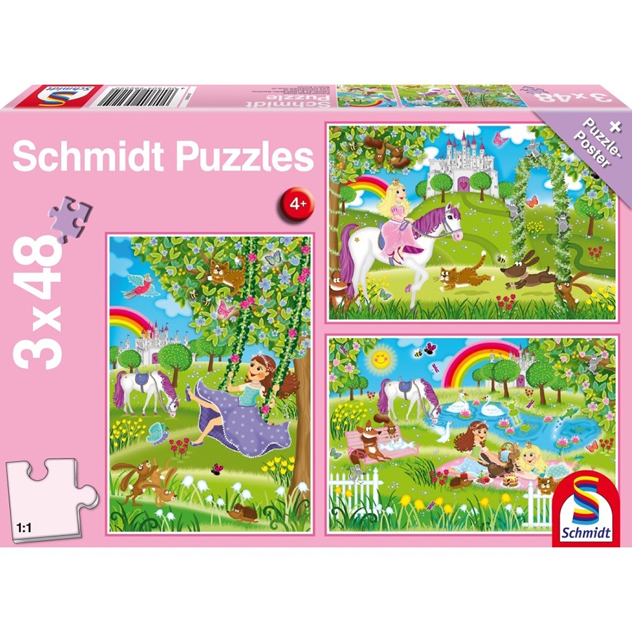 Puzzle Schmidt, Printese in curtea regala, 3 x 48 piese - BNB