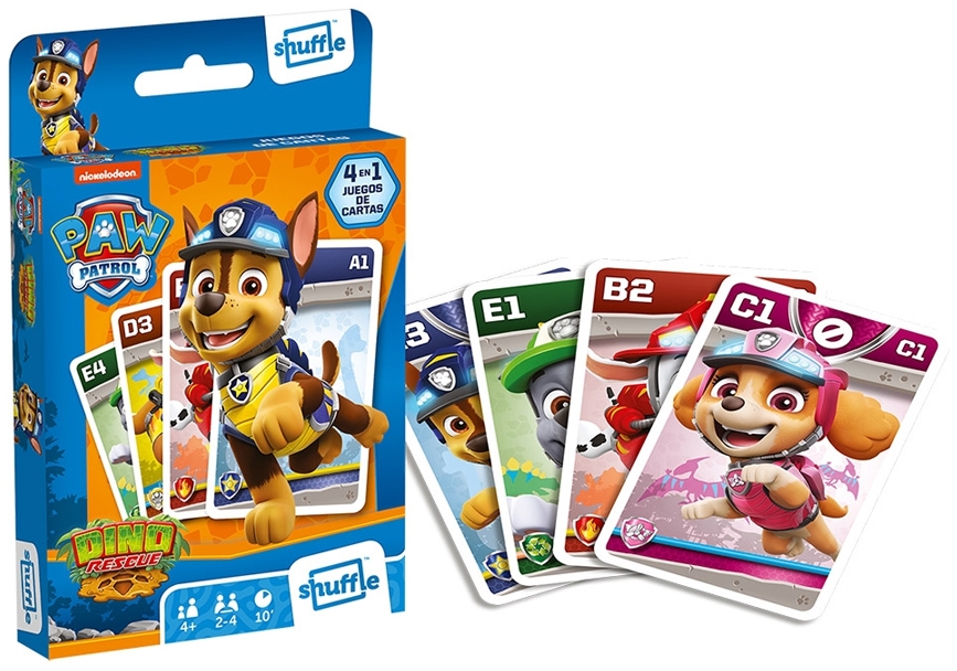 Joc de carti 4 in 1, Paw Patrol Dino Shuffle Fun - BNB