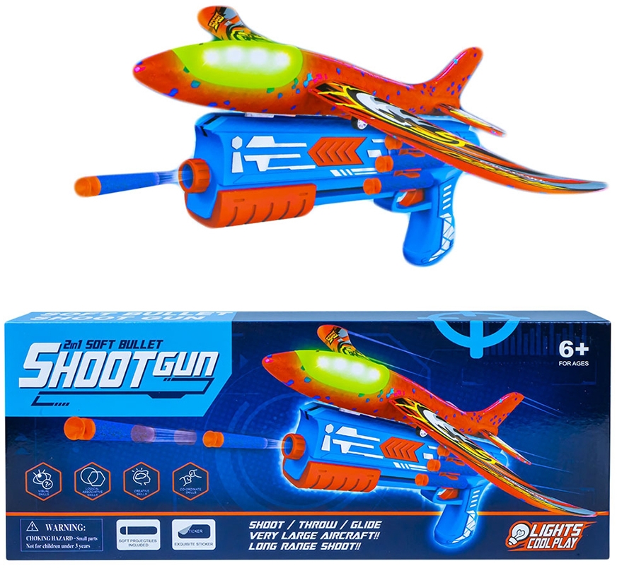 Jucarie pistol cu gloante burete si avion polistiren - BNB