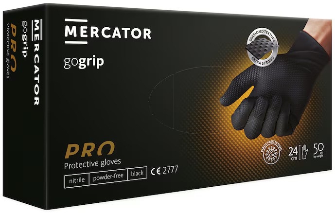 Manusi nitril nepudrate, negru Gogrip, marimea XXL, 50 buc/set ...