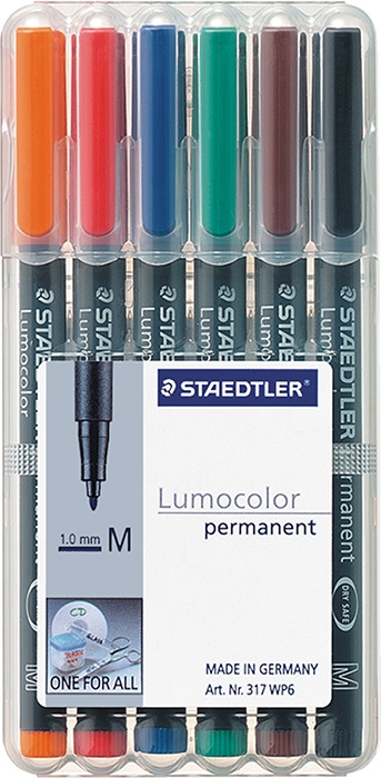 Marker permanent 1mm set 6 culori Lumocolor Staedtler - BNB