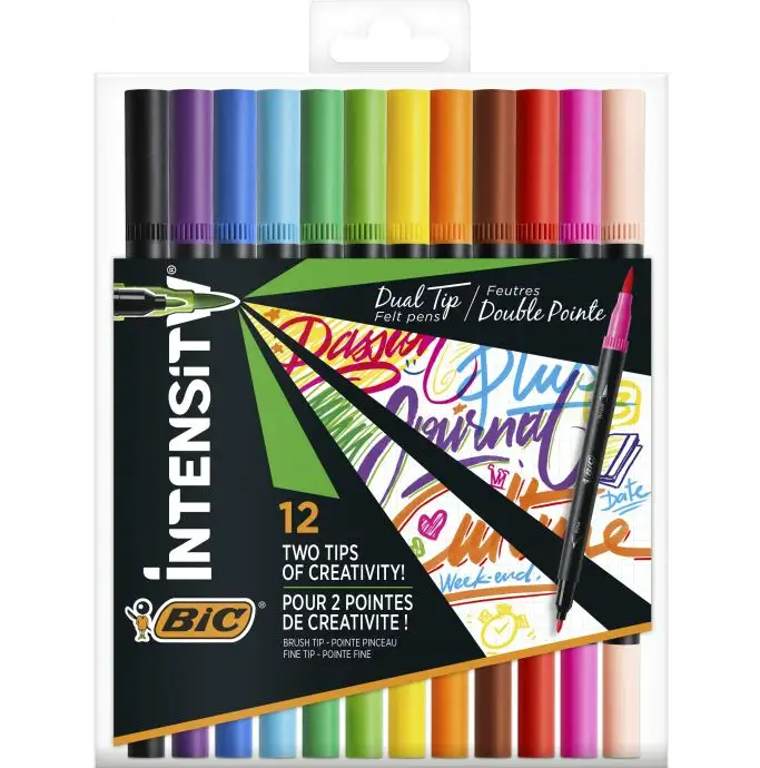 Carioci de colorat cu dublu varf Intensity P/12, Bic - BNB