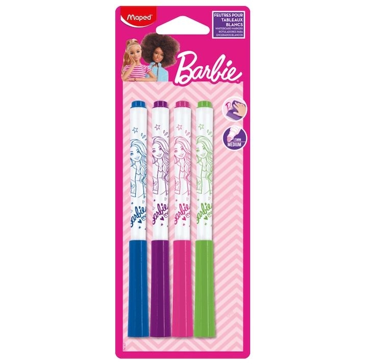 Set de markere pentru tabla, Maped Barbie, 4 culori - BNB