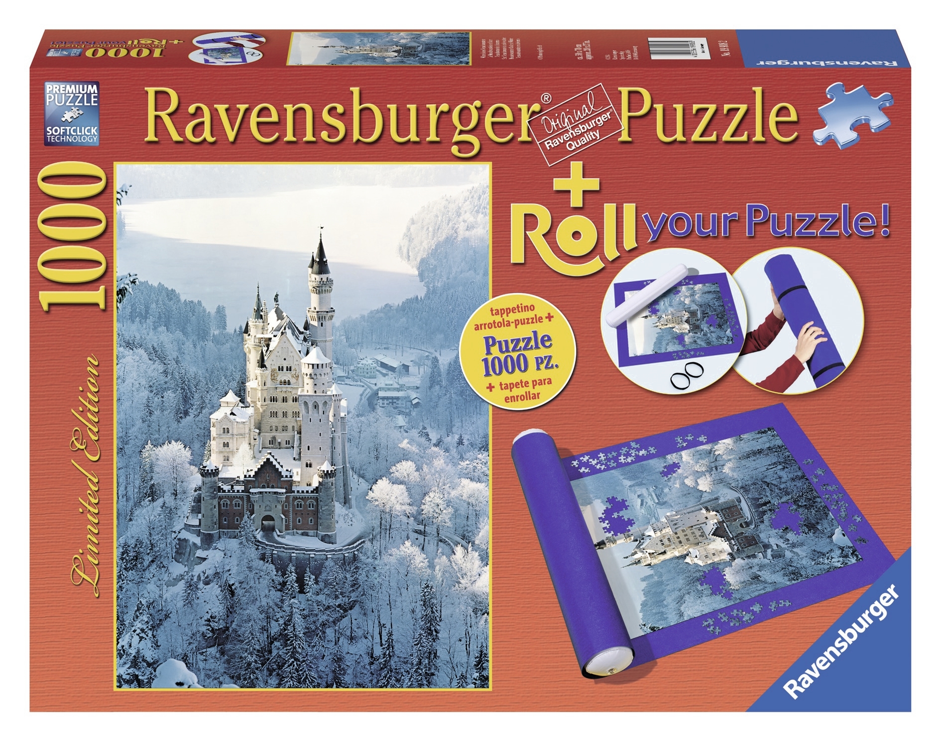 Puzzle castelul Neuschwanstein iarna 1000 piese + suport de puzzle ...